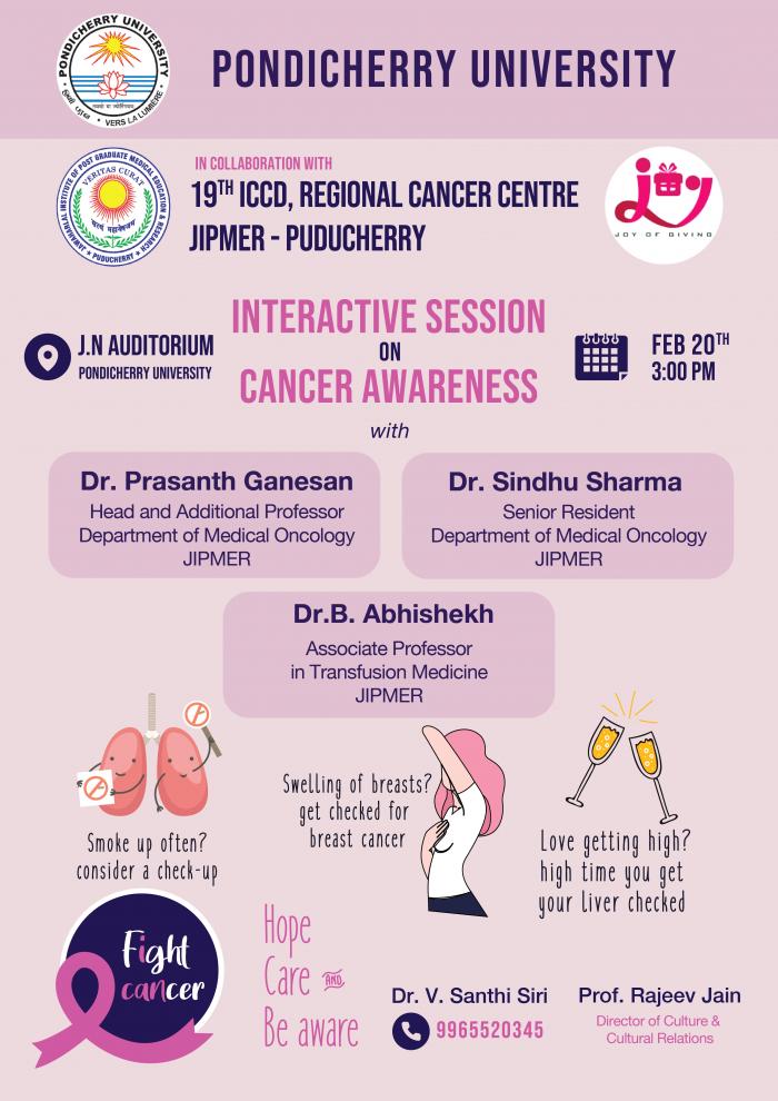 Revised - Interactive Session on Cancer Awareness | Pondicherry University