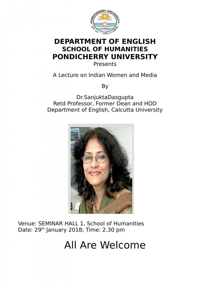 Invitation for Guest Lecture on Indian Women & Media | Pondicherry ...