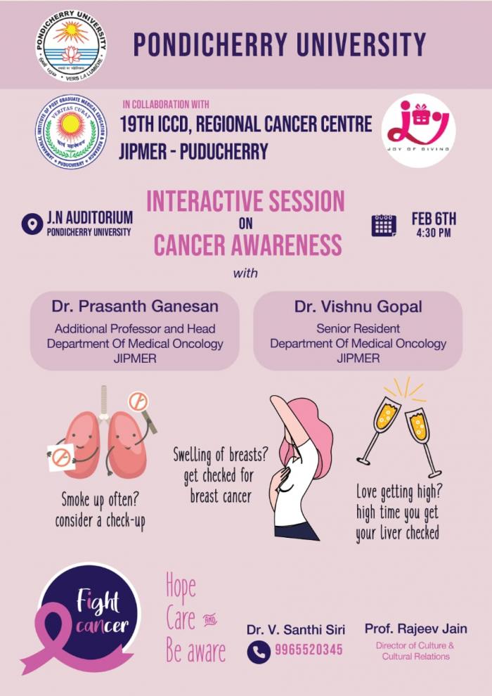 Interactive Session on Cancer Awareness | Pondicherry University