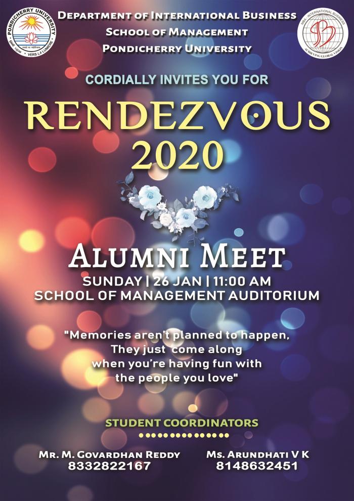 Rendezvous 2020 - Alumni Meet | Pondicherry University