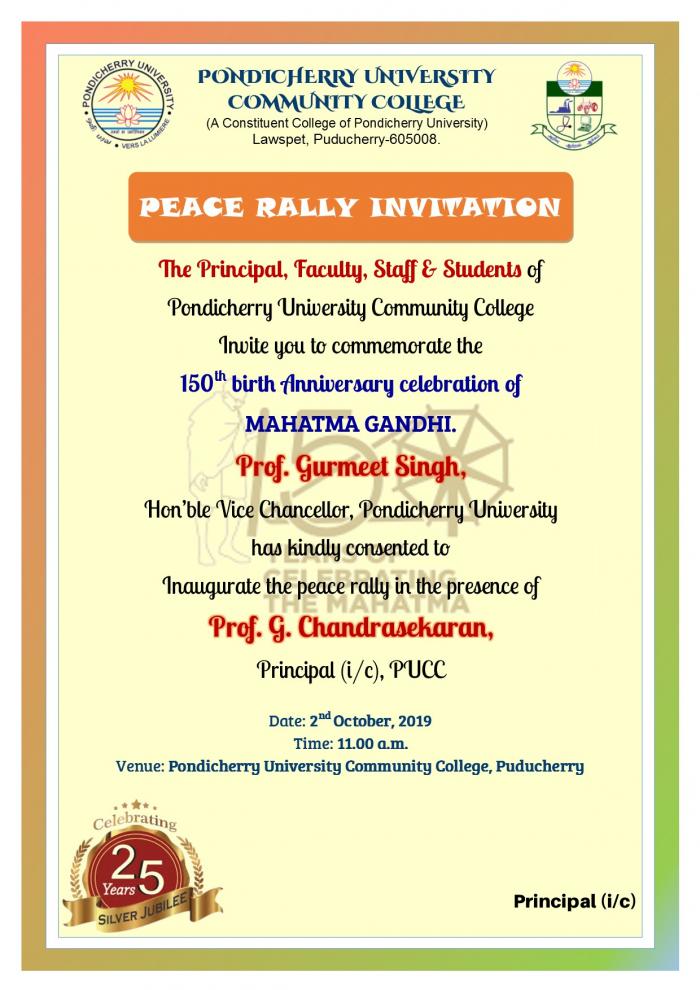 Peace Rally Invitation | Pondicherry University
