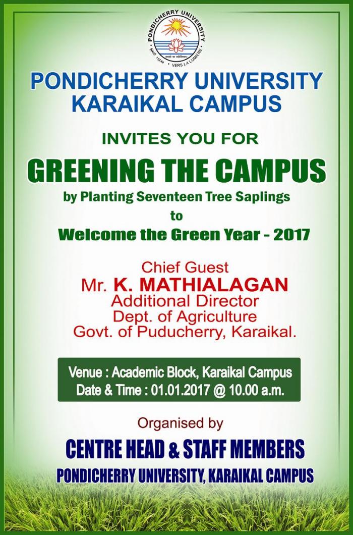 INVITES YOU FOR - GREENING THE CAMPUS - by Planting Seventeen Tree ...