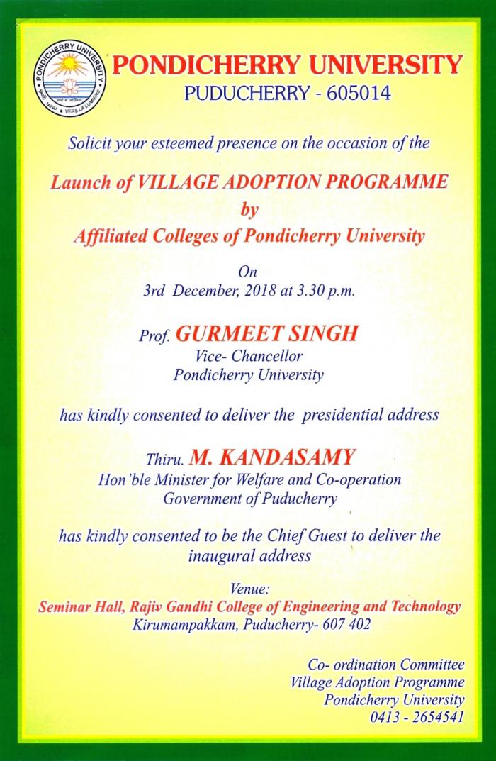 Invitation for Inaugural Function of Village Adoption Programme ...