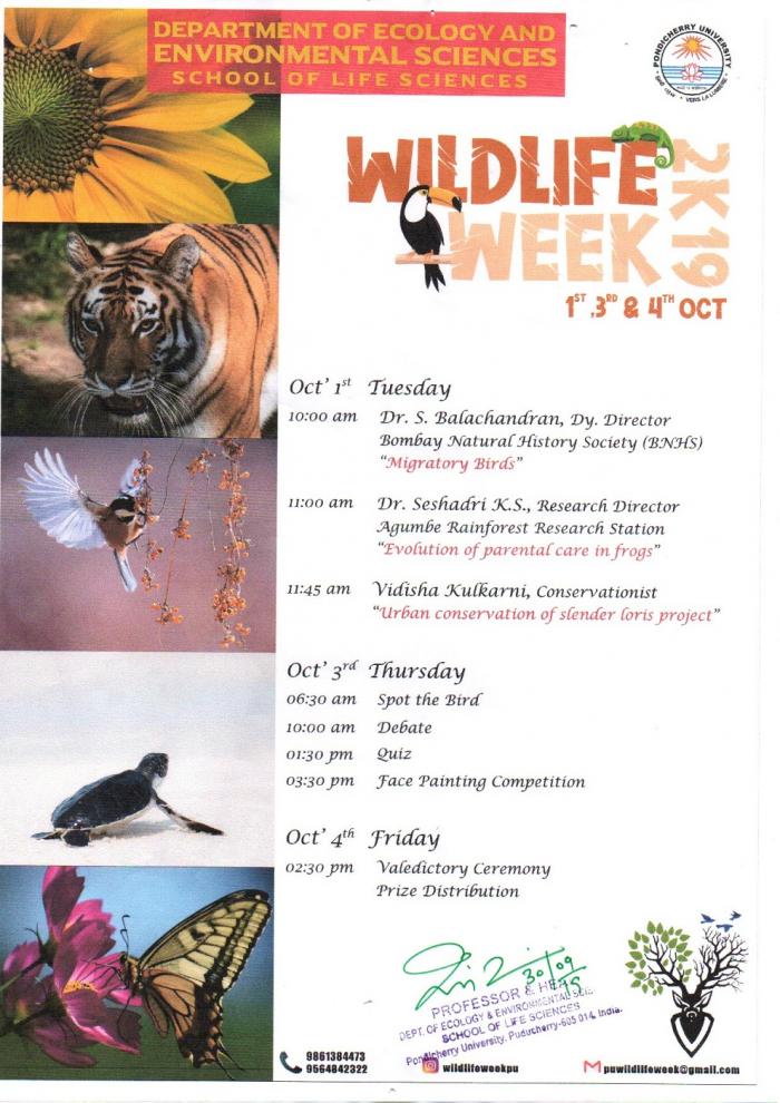 Wildlife Week 2K19 | Pondicherry University